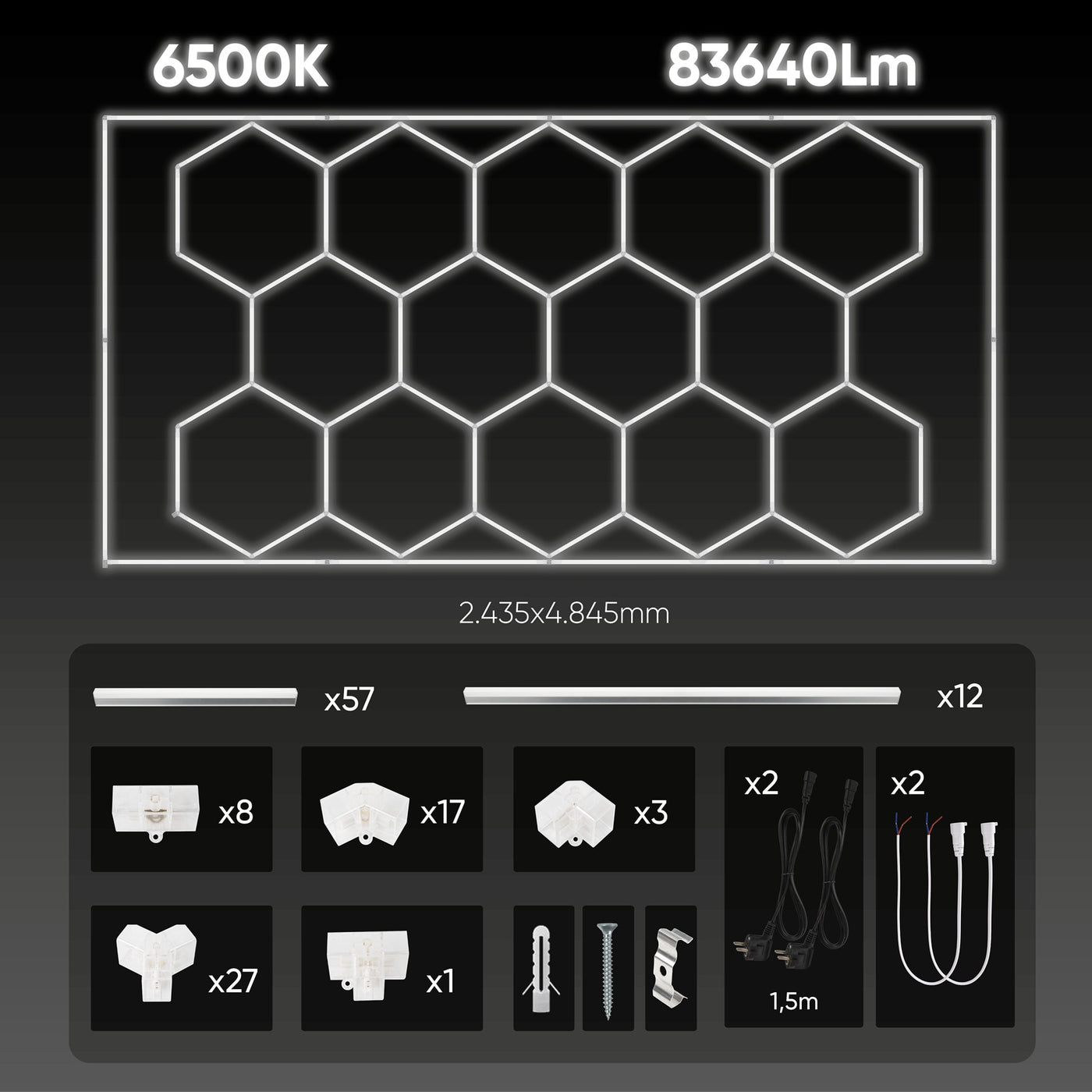 SET DE LUCES LED HEXAGONALES PARA TECHO — Prodison.es